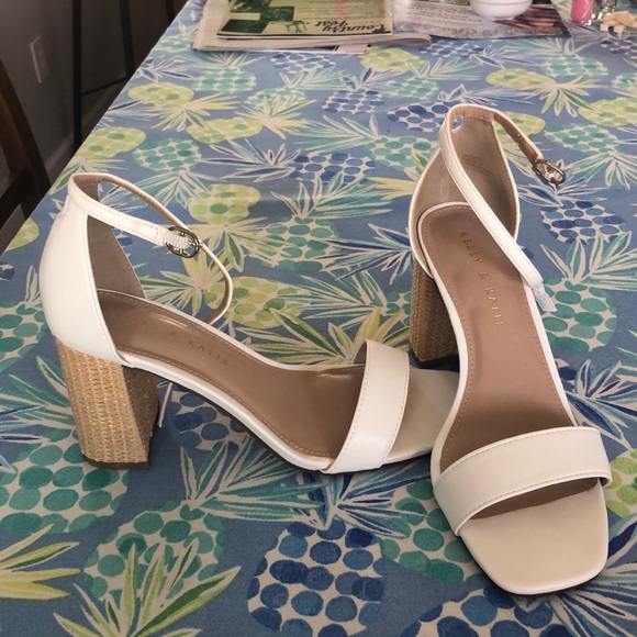 Kelly & Katie | Shoes | Kelly And Katie White Sandlers With Wicker ...